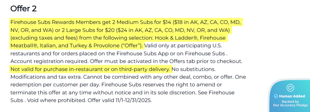 9 Firehouse Subs Deals – Instantly Save Today (Dec 25)