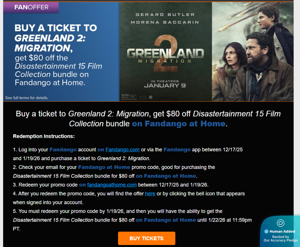 Save up to 10% with Fandango Promo Codes in December 25