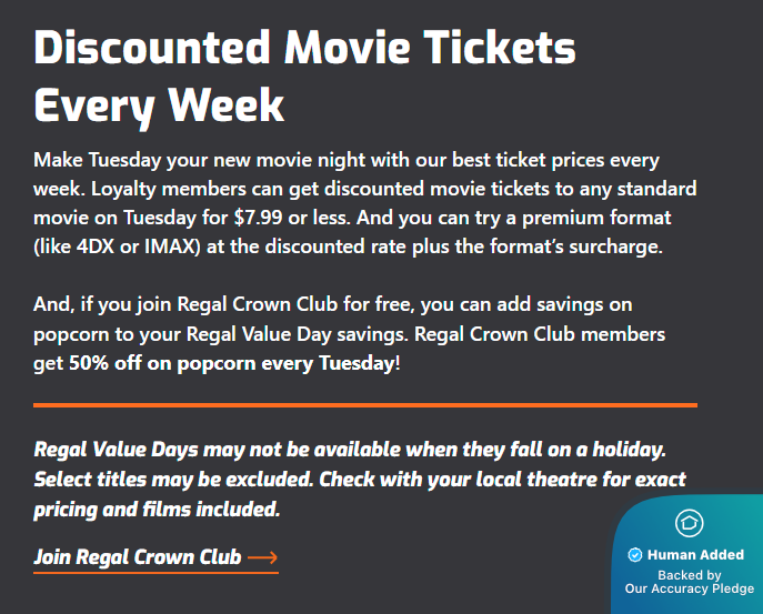 Regal Cinemas Coupons - Up to 15% Off (No Codes Needed)