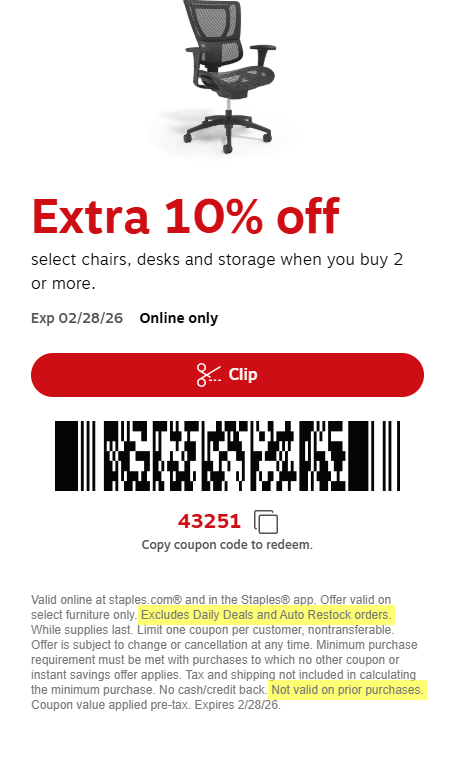 20 Staples Coupons & Promo Codes for January 2026