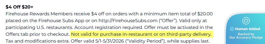 Firehouse Subs Coupons & Deals for May '26: 30% off