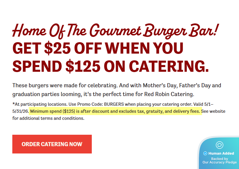 Red Robin Coupons & Promo Codes for May '26: 20% off