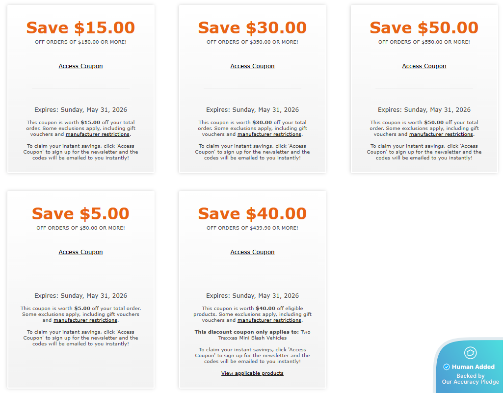 AMain Hobbies Coupons & Codes for May '26: $50 off