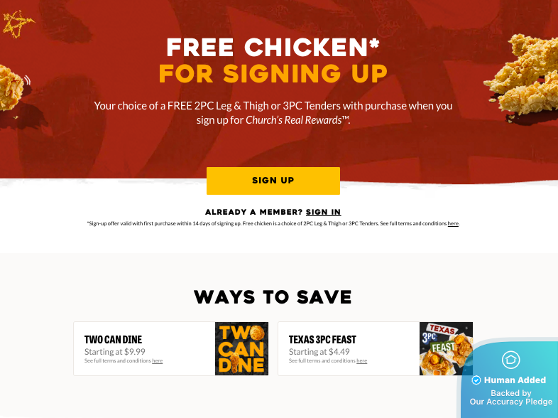 Church's Texas Chicken Coupons & Promo Codes: $25 off